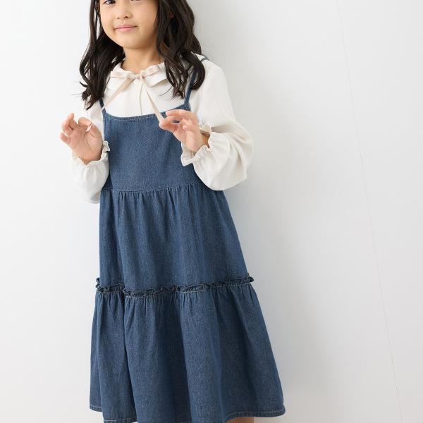 型番：GRE15010ブランド：ロペピクニックキッズ商品名：【KIDS】デニムティアードワンピースカラー：ネイビー(40)/サックス(48)