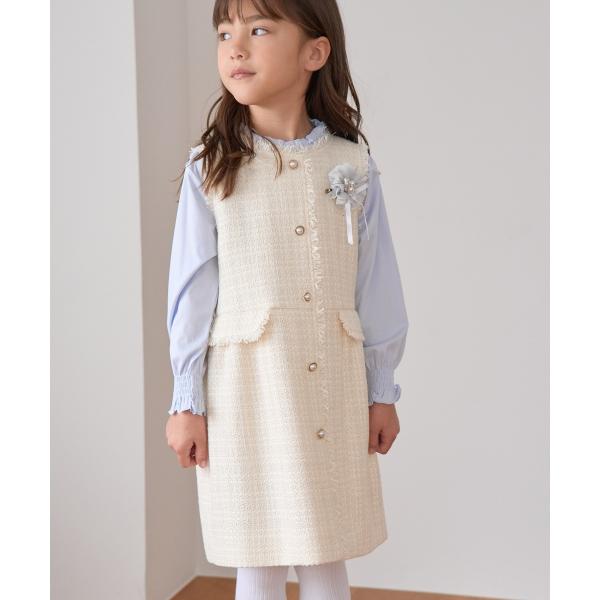 型番：GRE25000ブランド：ロペピクニックキッズ商品名：【KIDS/キッズ】パールボタンツイードジャンパースカート/セレモニー対応・リンクコーデカラー：オフホワイト(15)/ネイビー(40)