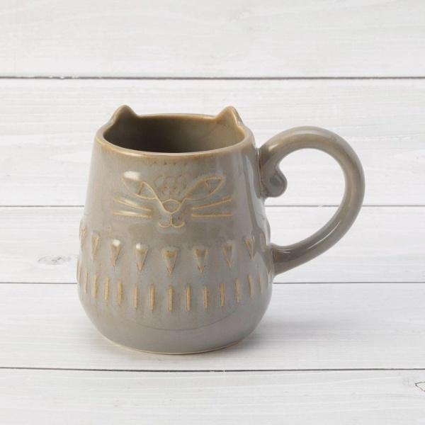 型番：41039989ブランド：ワンズテラス商品名：FIKA ネコレリーフマグカラー：ホワイト（９０１）/グレー（９１２）