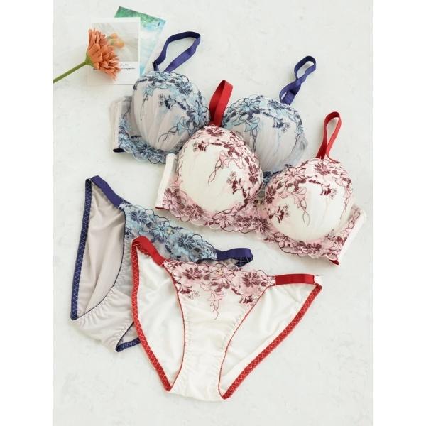 型番：24221680498ブランド：リジェイ＆スプル商品名：【WEB限定】[D85-I95]【脇高】ブルームレースブラ＆ショーツ(モールドカップ)カラー：淡グレー/アイボリー