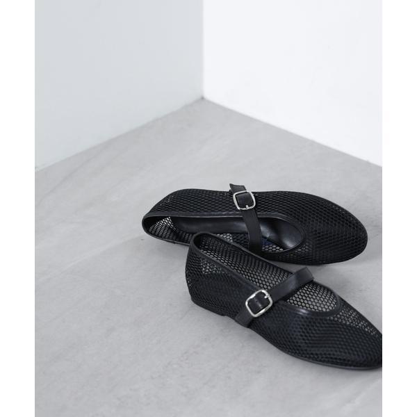 型番：6715133008ブランド：ナノユニバース商品名：REMME／メッシュ フラットシューズカラー：ブラック/ベージュ