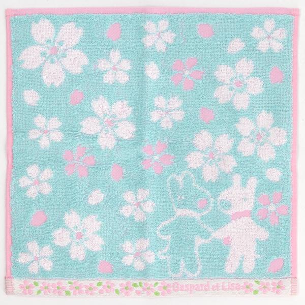 型番：0005160006ブランド：ブルーミング商品名：リサとガスパール　タオルハンカチ　桜（パッケージ入り）【Gaspard et Lisa】カラー：ブルー/グレー