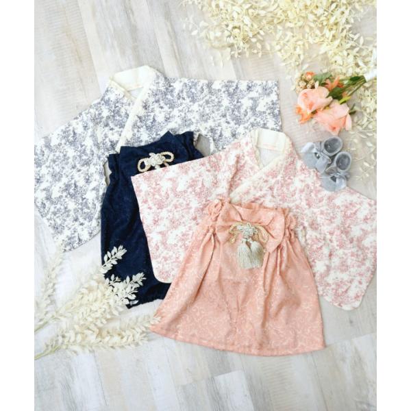 型番：SB-24045ブランド：スウィートマミー商品名：3WAY ダブルガーゼ　2ピース袴ロンパース [ひな祭り] ［トワルドジュイ/ミモザ柄］カラー：[トワルドジュイ]ピンク/[トワルドジュイ]ネイビー/[ミモザ]ベージュ/[ミモザ]ピンク