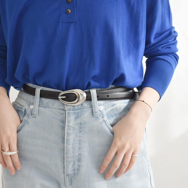 型番：618100002ブランド：カランシエル商品名：quaranciel: メタル バックル 8hole レザー ベルトカラー：シルバー/ゴールド