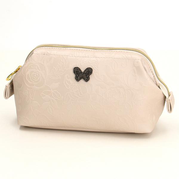 型番：0012060001ブランド：アナ スイ商品名：アナスイ　ポーチ　ローズ柄　型押し　【ANNA SUI】カラー：アイボリー/ブラック