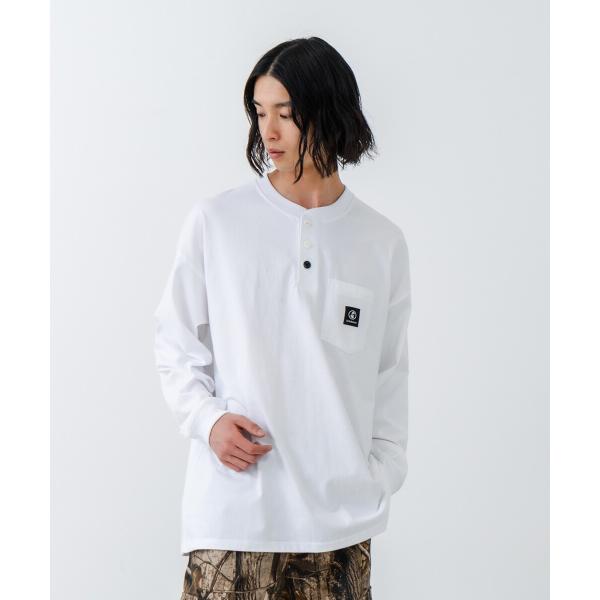 型番：205251086ブランド：ブロークンホーム商品名：【BRKNHOME/ブロークンホーム】ヘンリーネック ポケット付き ロンTカラー：ブラック/ホワイト