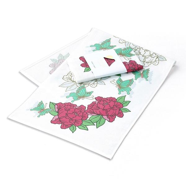 型番：23-5232090ブランド：タオル美術館商品名：Ofurobi 牡丹に蝶 手ぬぐいタオルカラー：ホワイト