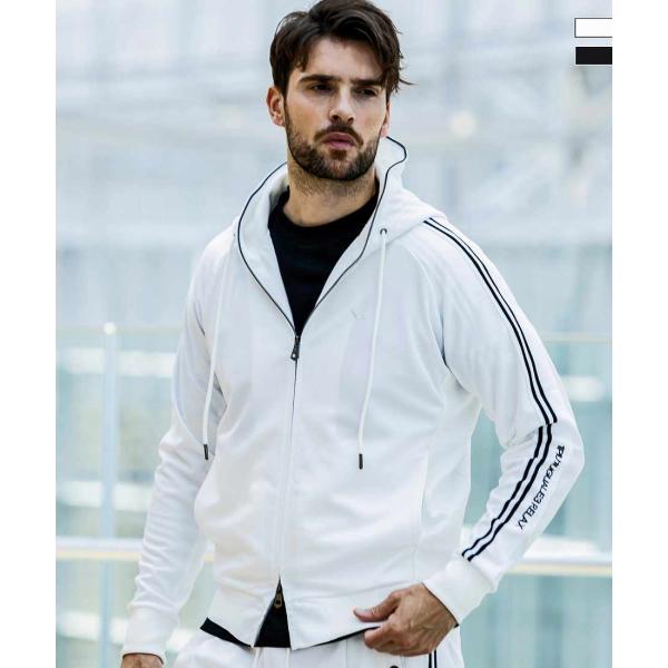 型番：USO-25053ブランド：ウノピゥウノウグァーレトレ リラックス商品名：1PIU1UGUALE3 RELAX ジャージーラインフーディーカラー：ブラック/ホワイト