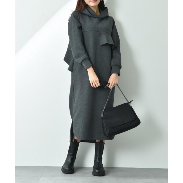 型番：13352006ブランド：インタープラネット商品名：【ａｎａｎａ】ダンボールフリルフーディーワンピースカラー：ブラック/チャコールグレー/アイボリー