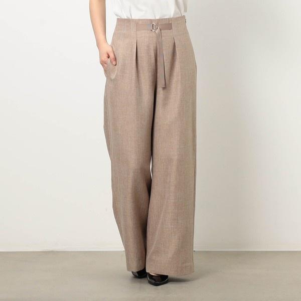型番：5168-5000ブランド：ニコルホワイト商品名：【WALDO】麻調ワイドパンツカラー：15キャメル/39チャコールグレー