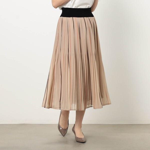 型番：5168-0200ブランド：ニコルホワイト商品名：【WALDO】ストライプウエストリブスカートカラー：18ベージュ/67ネイビー