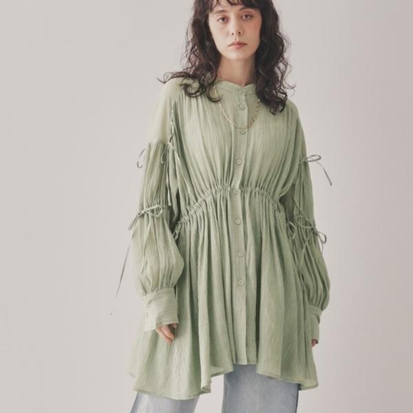 型番：S6182013ブランド：バイラル商品名：【VIRAL．】楊柳リボンギャザーブラウスカラー：ホワイト（００１）/ブルー（０９１）/グリーン（０２５）