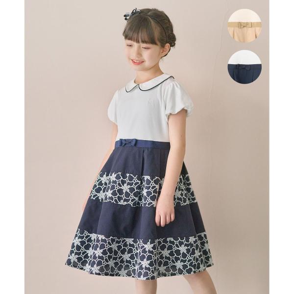 型番：OPKGGS0216ブランド：組曲商品名：【150-160cm】フラワーパネルボーダー ワンピースカラー：ベージュ系/ネイビー系