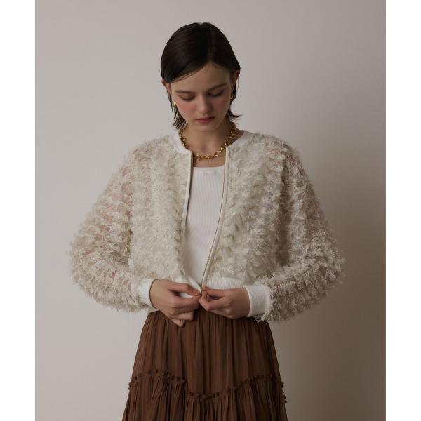 型番：0125153122ブランド：グレースコンチネンタル商品名：フリンジニットzipカーディガンカラー：ホワイト/ブルー/ブラック