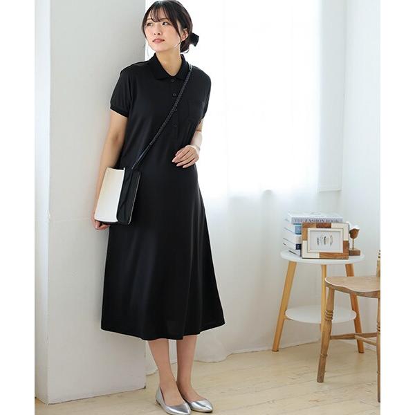 型番：2418531ブランド：犬印マタニティ＆ベビー商品名：ポロワンピース | マタニティウェア・授乳服カラー：ブラック/ネイビー