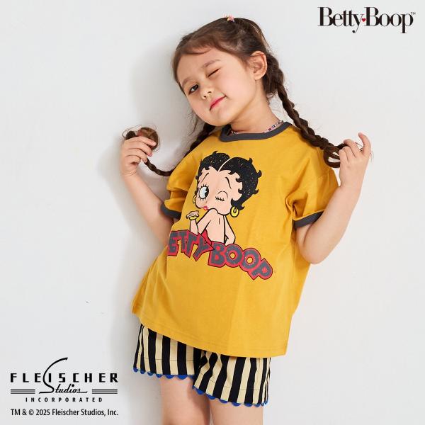 型番：0120351026ブランド：マーキーズ商品名：【Betty Boop(TM)/ベティー ブープ(TM)】別注プリントTeeカラー：Ｆ５０マスタード/Ｂ７０チャコール/Ｇ１０ライトピンク