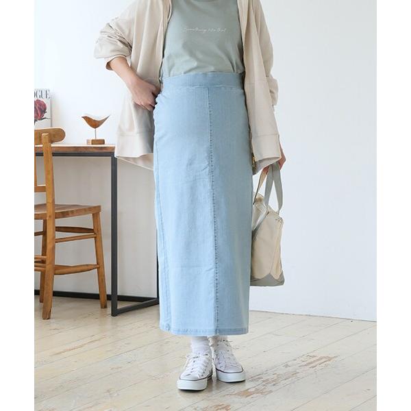 型番：2518056ブランド：犬印マタニティ＆ベビー商品名：すっきりキレイ ナロースカート | マタニティウェア・産後服カラー：ネイビー/ブルー