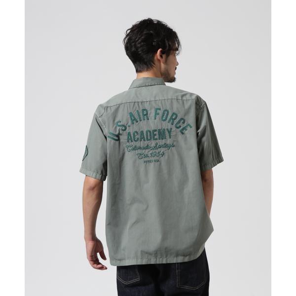 型番：7835123012ブランド：アヴィレックス商品名：FADED WORK SHIRT ”USAFA” ／ フェイド 半袖ワークシャツ ／ AVIREXカラー：ブラウン/グリーン/チャコール/マスタード3