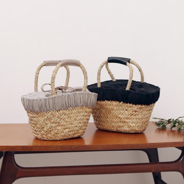 型番：10-00-02110ブランド：カシュカシュ商品名：カシュカシュ cachecache / 口元かがりカゴバッグカラー：グレー/ブラック
