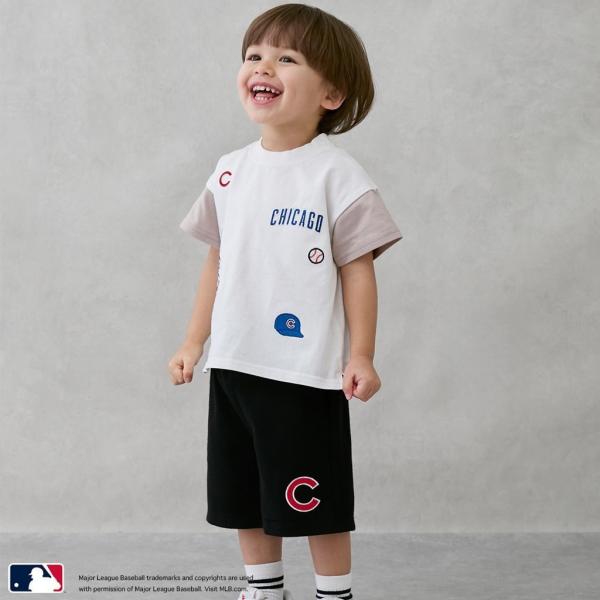 型番：9552107ブランド：プティマイン商品名：【MLB】カットデニムハーフパンツカラー：アイボリー/ブルー/黒