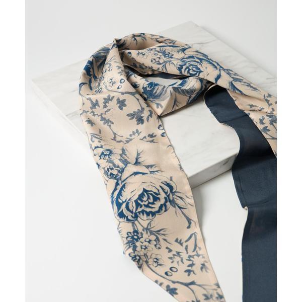 型番：7150284309ブランド：イネド商品名：《FAVORITE》Slim Blue Toile スカーフ《Tapis Noir》カラー：ブルー1