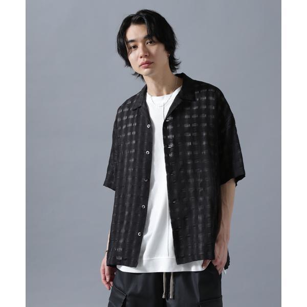 型番：7845123244ブランド：エルエイチピー商品名：DankeSchon／ダンケシェーン／SHEER CHECK JACQUARED S／S SHIRTカラー：ブラック/ネイビー