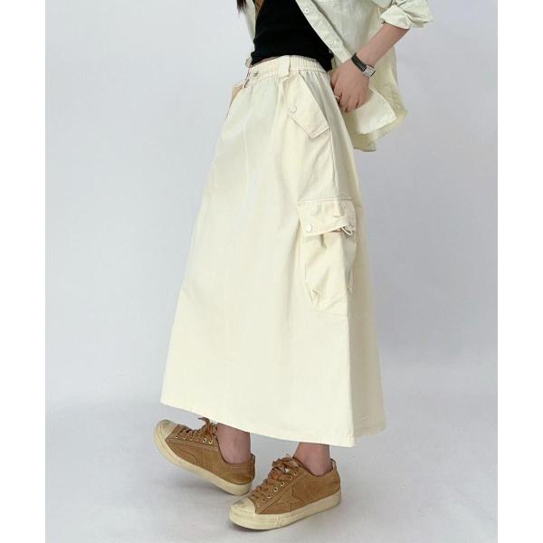 型番：kef0811aブランド：アイモハ商品名：カーゴデザインミディスカートカラー：ブラック/ライトベージュ/レッド