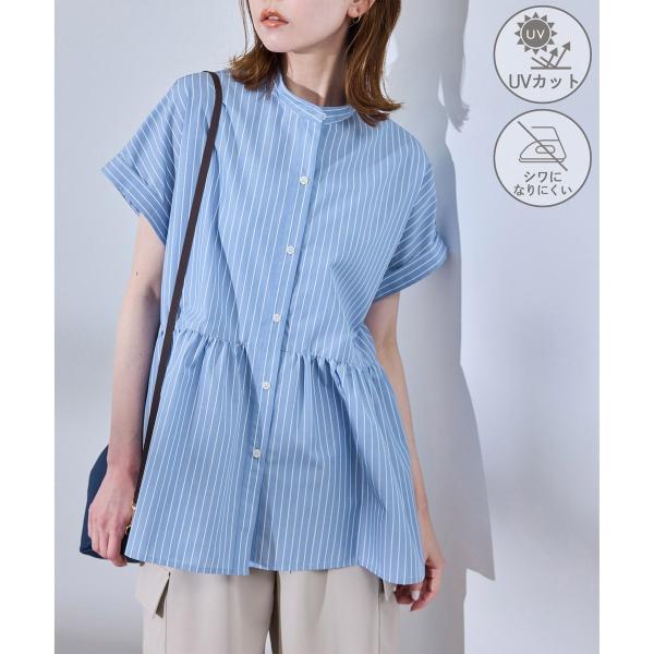 型番：GDH15190ブランド：ロペピクニック商品名：【UV対応・防シワ】フレンチペプラムシャツカラー：オフホワイト(15)/ブルー(44)/サックス(48)/ピンク(63)