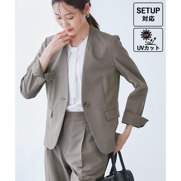 型番：GDV15300ブランド：ロペピクニック商品名：【UV対応】【リネンライク・シリーズ】ノーラペルジャケット/通勤・セットアップ対応カラー：グレー(07)/グレーサブ(09)/ブラウン(20)/ネイビー(40)