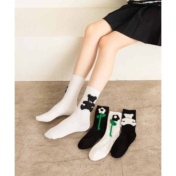 型番：yjyli454aブランド：アイモハ商品名：[2025 MOSOX NEW COLLECTION]ぷくぷくフラワーソックスカラー：ブラック/ホワイト