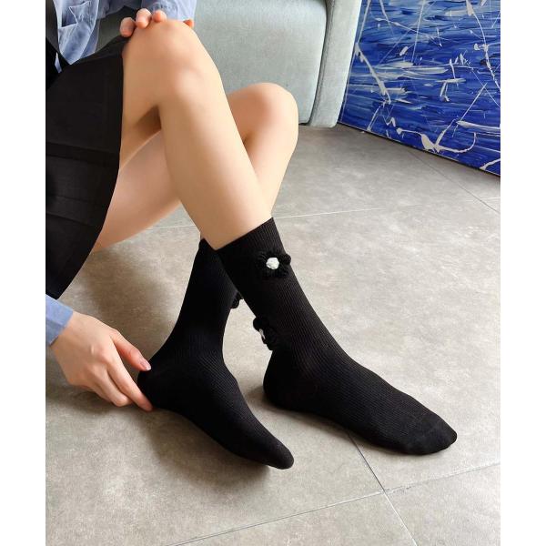 型番：yjyli812aブランド：アイモハ商品名：[2025 MOSOX NEW COLLECTION]3Dフラワーソックス　靴下カラー：ホワイト系その他2/ホワイト系その他/ブラック系その他/ブラック系その他2