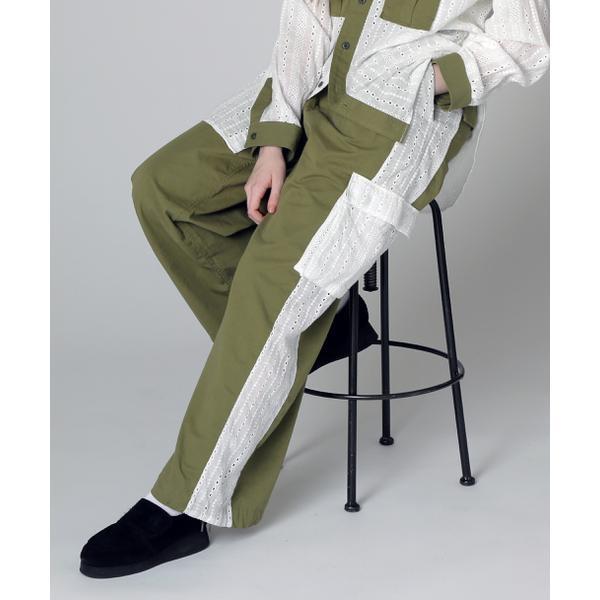 型番：7835110605ブランド：アヴィレックス商品名：《WEB LIMITED Belle LINE》LACE CARGO PANTS／レースカーゴパンツカラー：ブラック/オリーブ