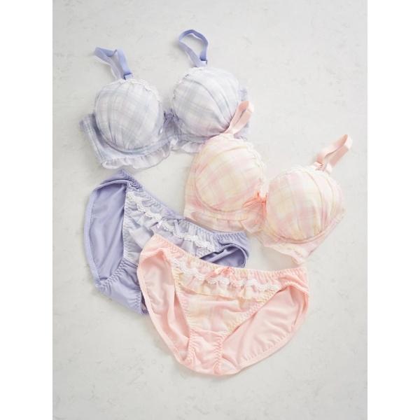 型番：25221691403ブランド：リジェイ＆スプル商品名：[D85-I95］【脇高】チェック柄ブラ＆ショーツ(モールドカップ)カラー：オレンジ/紫