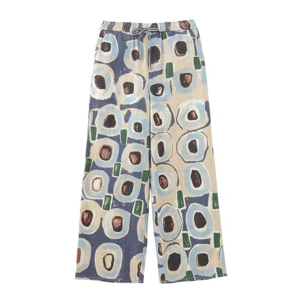 型番：202251031011ブランド：ローズバッド商品名：ART PRINT PANTSカラー：BLUE/BEIGE