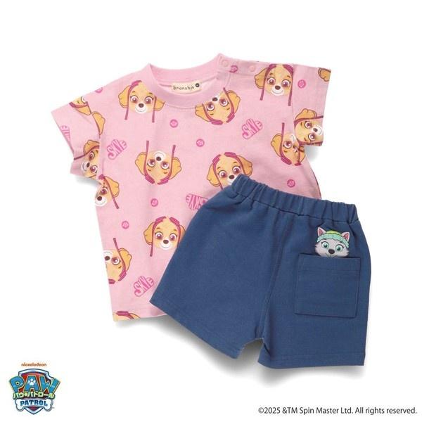 型番：01-5548-512ブランド：ブランシェス商品名：【PAW PATOROL（パウ・パトロール）】総柄プリント半袖Tシャツ＆ボトムスセットカラー：ブルー/ピンク