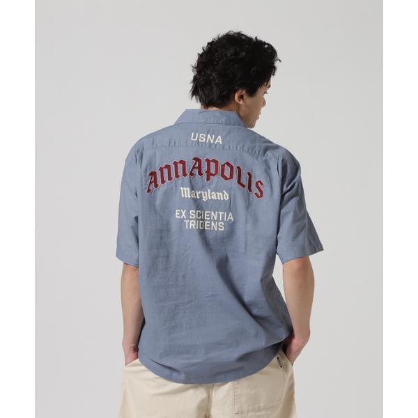 型番：7835123011ブランド：アヴィレックス商品名：ANNAPOLIS WORK SHIRT ／ アナポリス 半袖ワークシャツ ／ AVIREX ／ アカラー：ブラック/ブルーグレー5/グリーン/アイボリー2