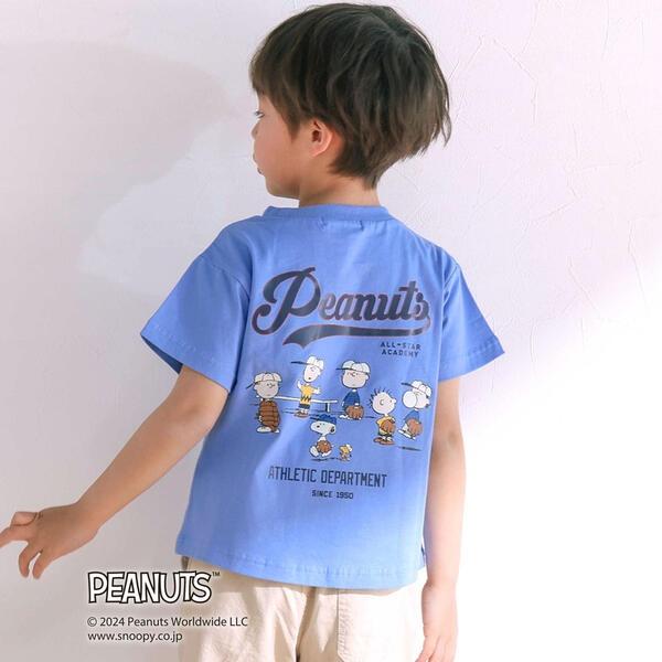 型番：1815-72824ブランド：スラップスリップ商品名：【PEANUTS×SLAP SLIP】ピーナッツの仲間たちバックプリントTシャツ(80~130cm)カラー：ブルー/ブラウン/ブラック系(ボーダー)