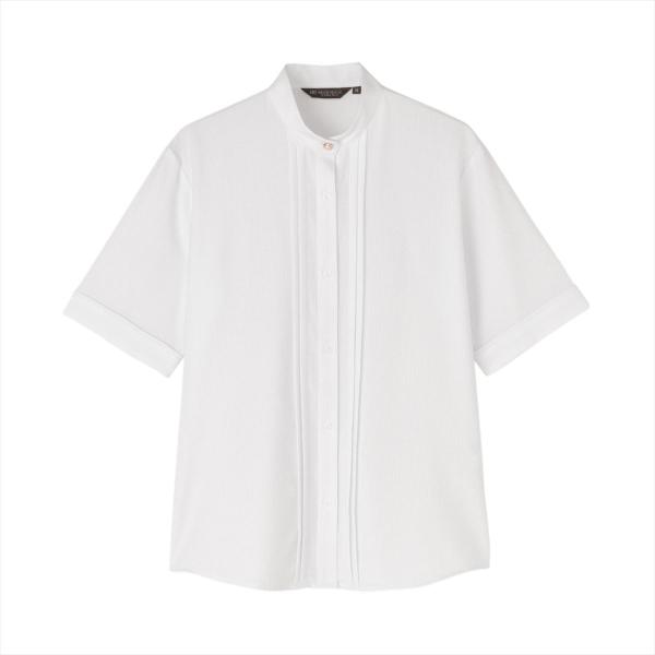 型番：BL02J102DB30S20ブランド：ブリックハウス商品名：【COFREX】  スタンド ピンタックブラウス 五分袖 レディースデザインシャツカラー：ブルー