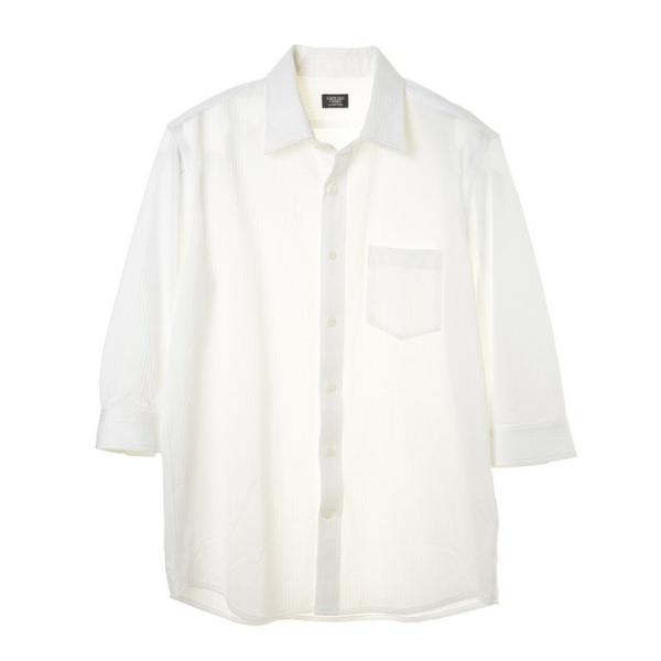 型番：M0152FBH621ブランド：クラウデッドクローゼット商品名：HIGH COOL ニットサッカー七分袖シャツカラー：ホワイト/ネイビー/ブルー