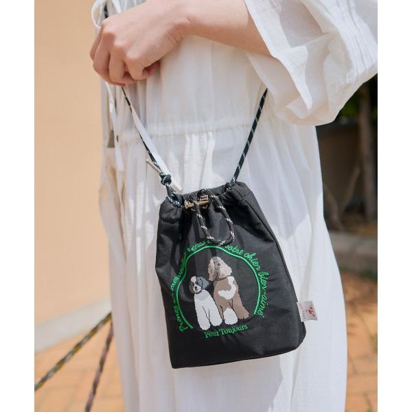 型番：GID35040ブランド：ロペピクニックパサージュ商品名：【DOG】【comif(コミフ)×ROPE' PICNIC】刺繍お散歩ショルダーバッグカラー：ブラック(01)/ピンク系(65)