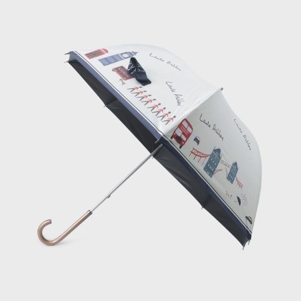 型番：N9911367ブランド：ローラ アシュレイ商品名：【STORY掲載！UVカット遮熱効果晴雨兼用】ロンドン柄 長傘カラー：ホワイト（１０４）/アイボリー（１９２）/ネイビー（１９３）