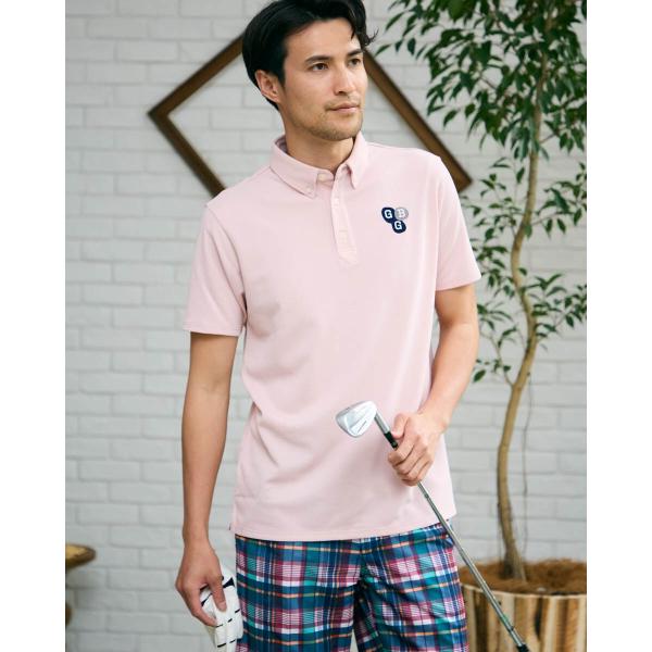 型番：312R5557ブランド：ゴールデンベア商品名：GBGポロシャツ　【GBGOLF】カラー：ピンク/スモーキーグリーン/ネイビー