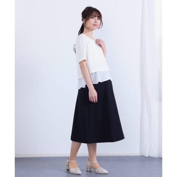 型番：BJ-19113ブランド：スウィートマミー商品名：フリルトップス×フレアスカートセットアップカラー：アイボリー×ブラック/ベージュ×ブルーグレー