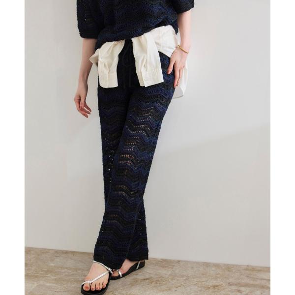 型番：GGS65000ブランド：ロペ商品名：【COOHEM（コーヘン）】ZIGZAG SUKASHI KNIT PANTS【WEB・一部店舗限定カラー：ブラック(01)/ネイビー(40)/ブルー系(46)/ゴールド(90)