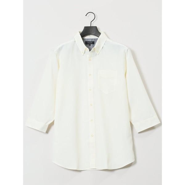 型番：110137259405535ブランド：タカキュー商品名：【吸水速乾】【マシンウォッシャブル】タカキュー TechLinen ボタンダウン 7分袖シャツカラー：０１白/４０黄/７１ターコイズ/７３サックス