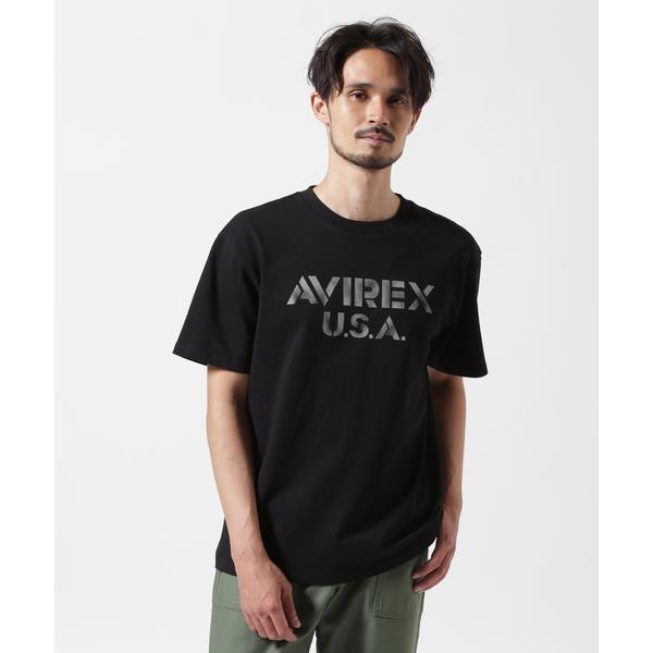 型番：7835134081ブランド：アヴィレックス商品名：《WEB＆DEPOT限定》STENCIL OFFICIAL LOGO T-SHIRTカラー：ブラック/ホワイト/チャコール/ラベンダー7