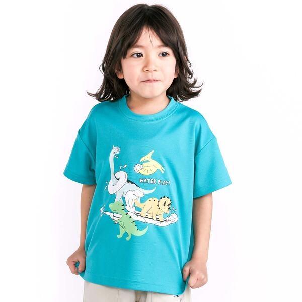 型番：1815-73599ブランド：スラップスリップ商品名：【水にぬれると色が変わる！？】恐竜水遊びプリントTシャツ(80~130cm)カラー：ネイビー/グリーン