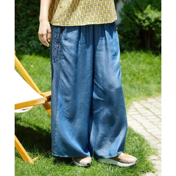 型番：GJLGB41200ブランド：ホコモモラ商品名：Flor pintada テンセルデニムワイドパンツカラー：ライトブルー/ネイビー