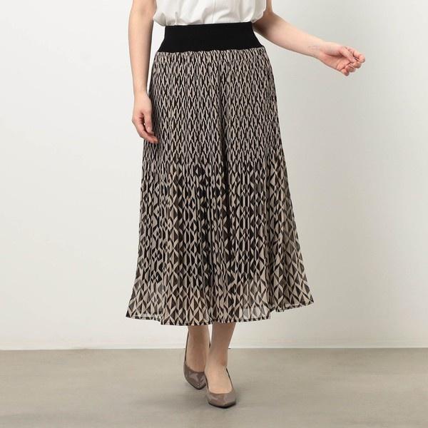 型番：5268-0212ブランド：ニコルホワイト商品名：【WALDO】ジオメトリック柄ウエストリブプリーツスカートカラー：18ベージュ