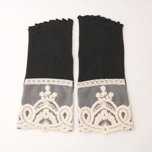 型番：S038ブランド：モナミ商品名：S038　チュールレース　UVアームカバー手袋　ショートサイズカラー：ネイビー